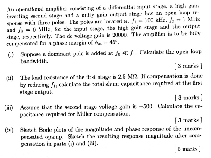 Solved An operational amplifier consisting of a differential | Chegg.com