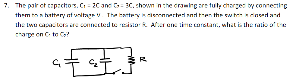 Solved 7. The pair of capacitors, C1=2C and C2=3C, shown in | Chegg.com