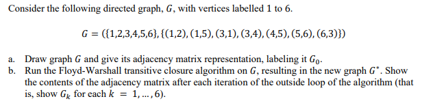 Solved Consider the following directed graph, G, with | Chegg.com