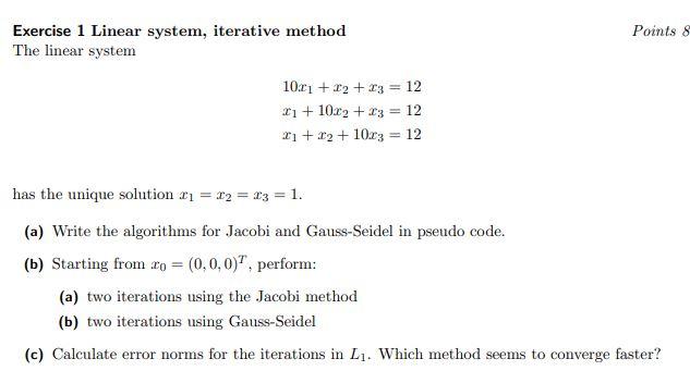 Solved Points And Exercise 1 Linear System Iterative Method 
