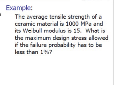 Solved Example: The average tensile strength ofa ceramic | Chegg.com