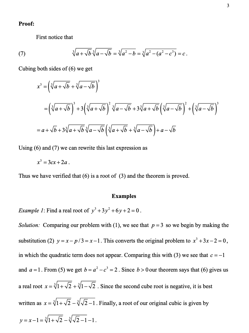 Solved The cubic formula in simplest form To solve the cubic | Chegg.com