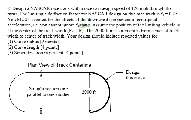 Solved 2. Design a NASCAR race track with a race car design | Chegg.com