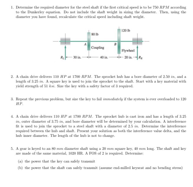 Solved Determine the required diameter for the steel shaft | Chegg.com