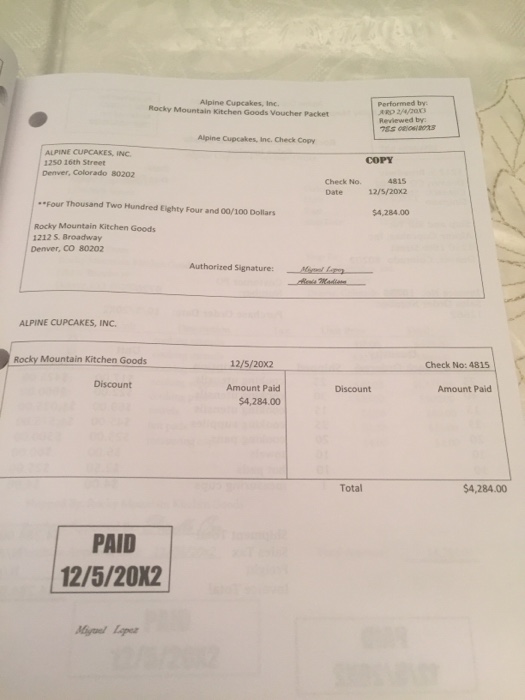 Alpine Cupcakes, Inc Audit Case Assignments 3. Based | Chegg.com