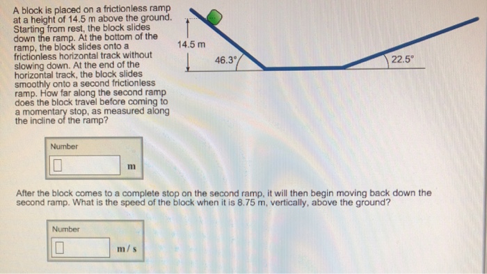 Solved A block is placed on a frictionless ramp at a height | Chegg.com