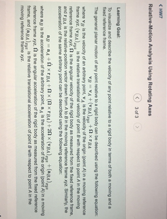 Solved Khw7 Relative Motion Analysis Using Rotating Axes 3