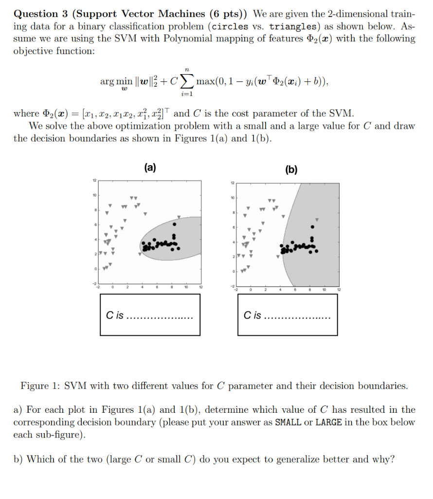 Question 3 (Support Vector Machines (6 pts)) We are | Chegg.com