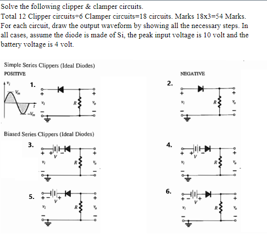 Solved Solve the following clipper & clamper circuits. Total | Chegg.com