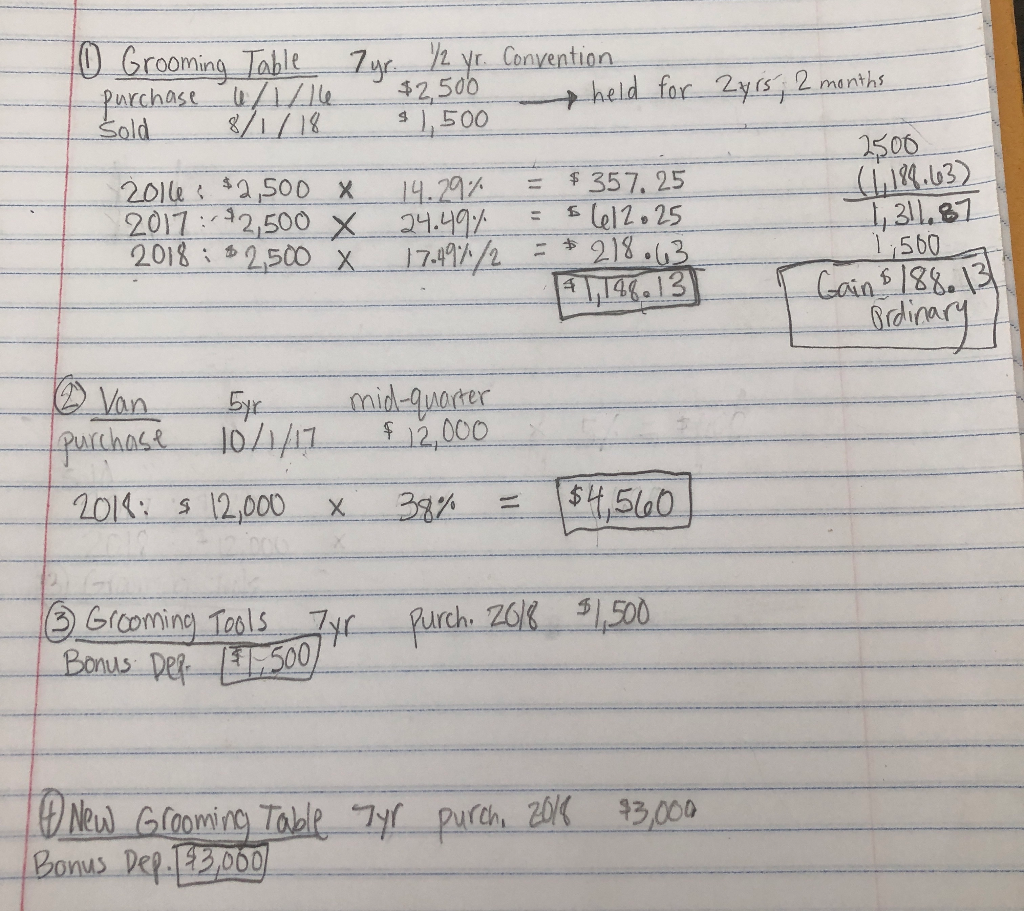 I need help filling out 2018 Form 4562 for the | Chegg.com
