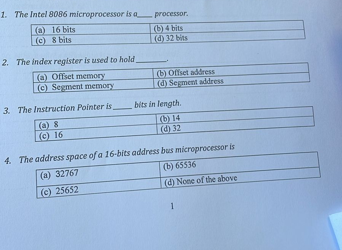 Solved The Intel 8086 ﻿microprocessor is aprocessor.The | Chegg.com