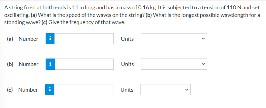 Solved A string fixed at both ends is 11 m long and has a | Chegg.com