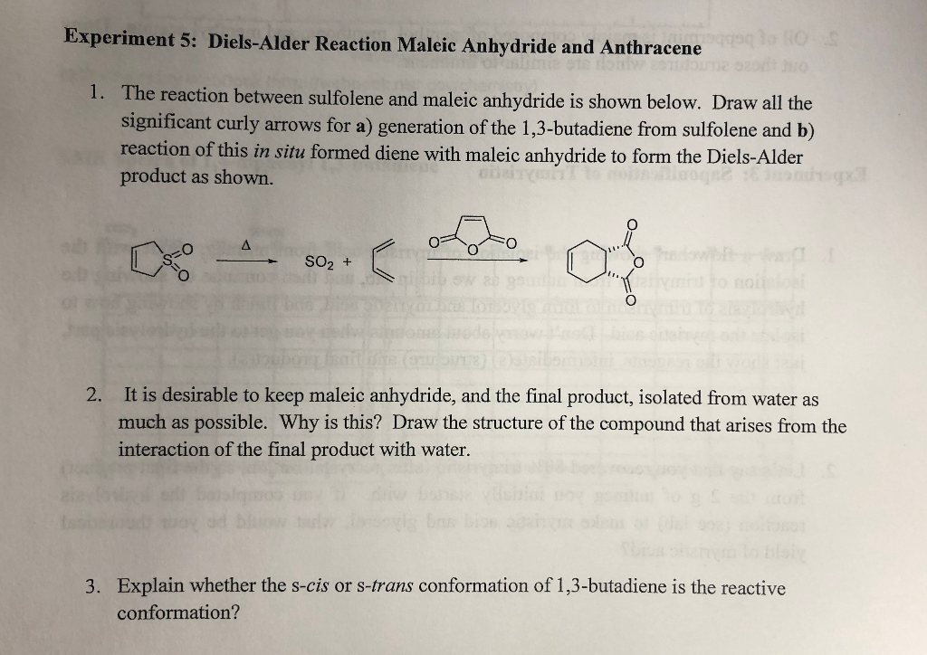 Solved Experiment 5: Diels-Alder Reaction Maleic Anhydride | Chegg.com