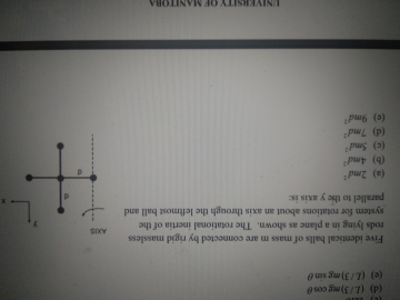 Solved (e) (L/3)mg sin 6 esoo w(/7) (p) Five identical balls | Chegg.com