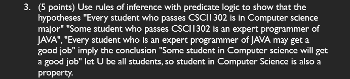 Solved (5 points) Use rules of inference with predicate | Chegg.com