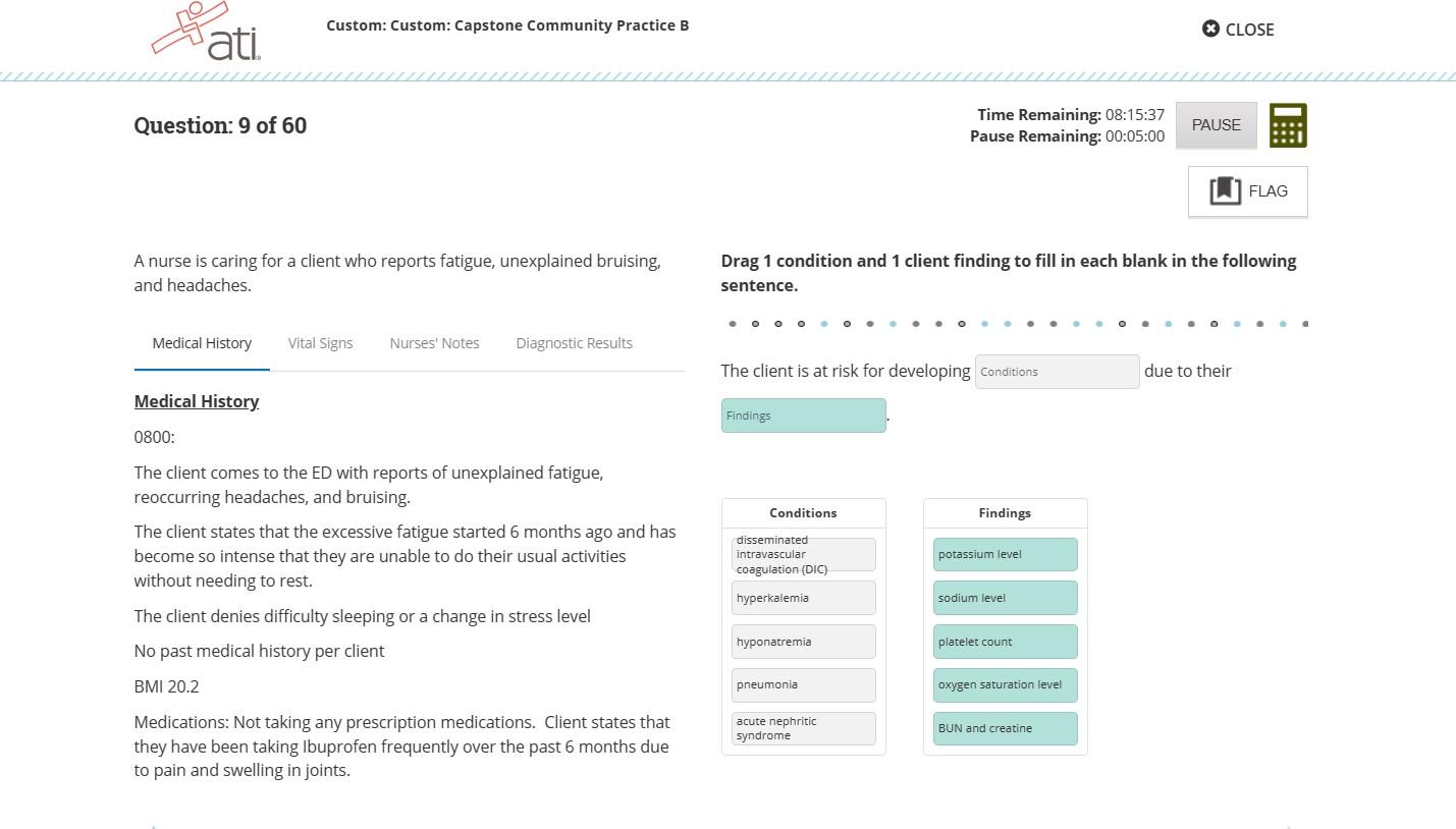 Solved A nurse is caring for a client who reports fatigue, | Chegg.com