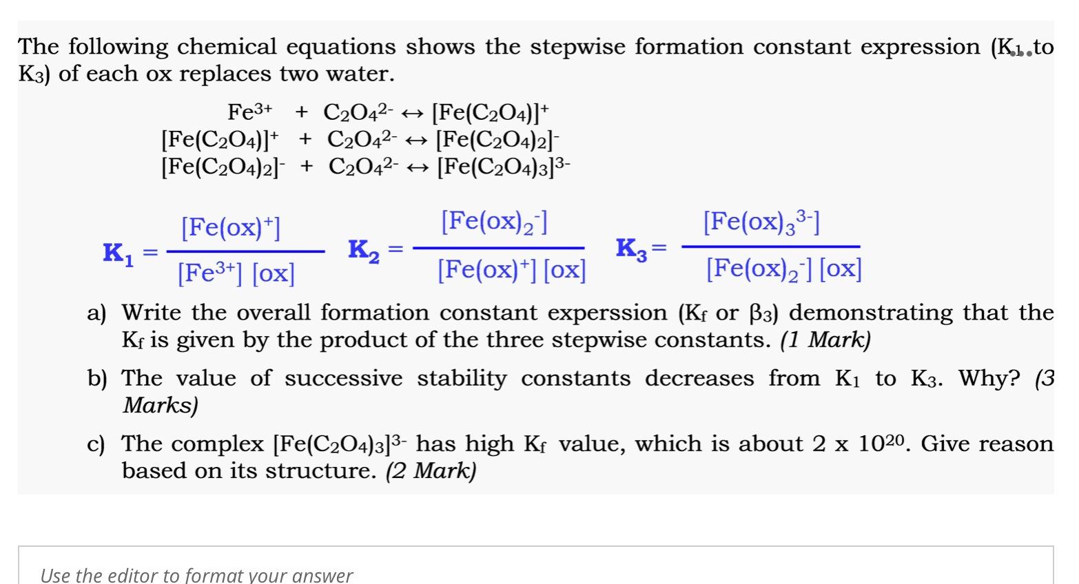 Solved The following chemical equations shows the stepwise | Chegg.com