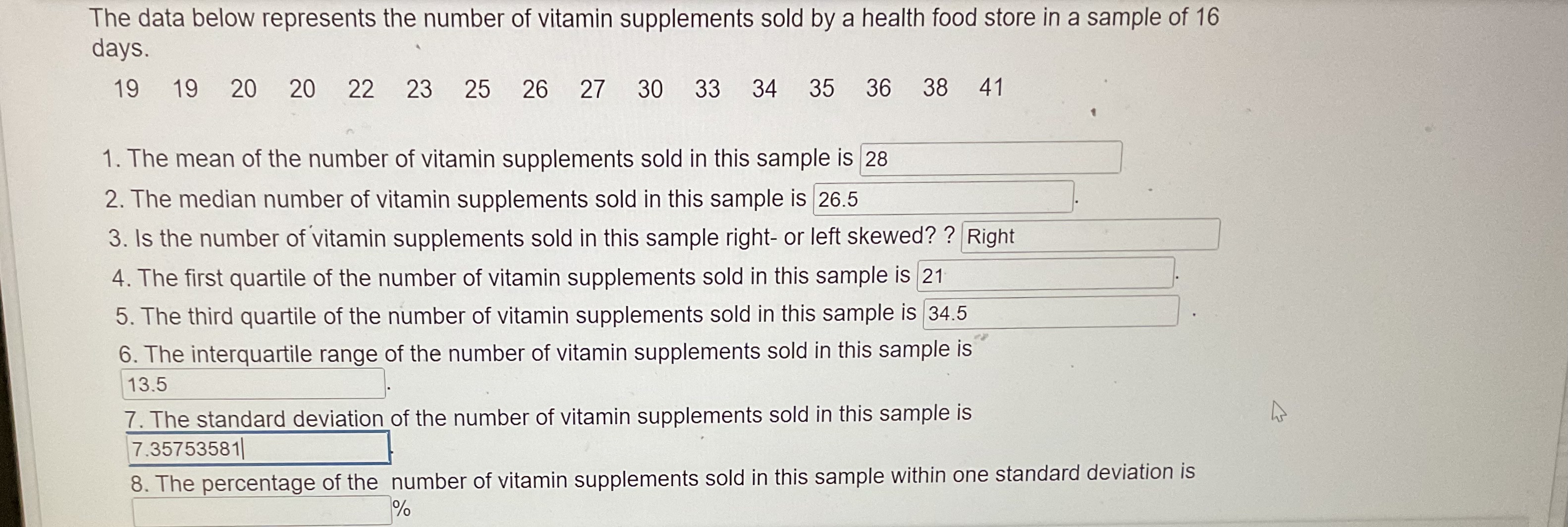 Solved The data below represents the number of vitamin | Chegg.com