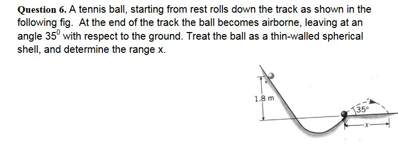 Solved Question 6. A tennis ball, starting from rest rolls | Chegg.com
