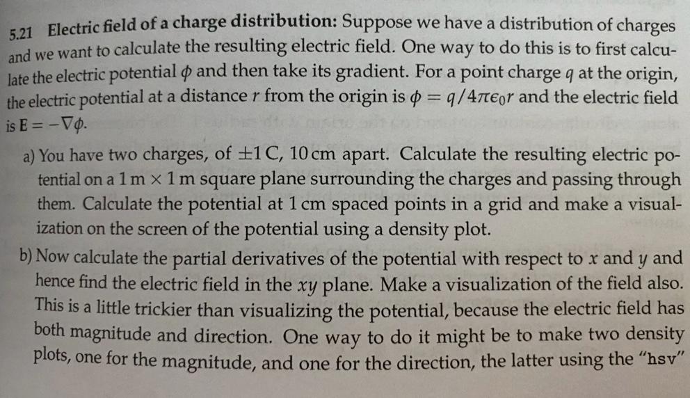 Solved 5.21 Electric field of a charge distribution: Suppose | Chegg.com