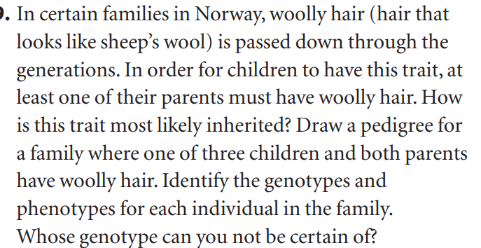 Solved . In certain families in Norway, woolly hair (hair | Chegg.com