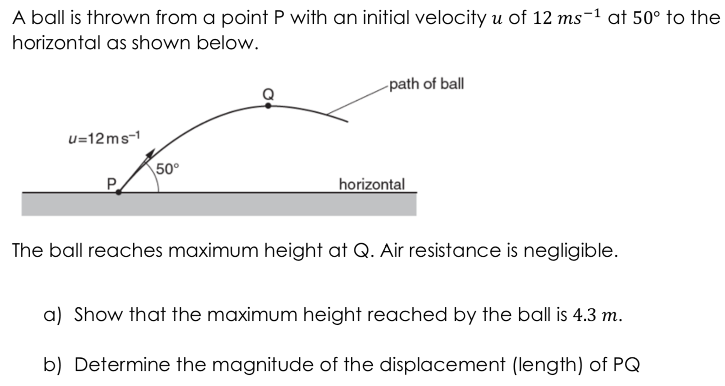 Solved A ball is thrown from a point P with an initial | Chegg.com