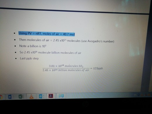 Solved 1101 % Example 3: Convert 320 ug/m3 SO2 to ppb at 1 | Chegg.com