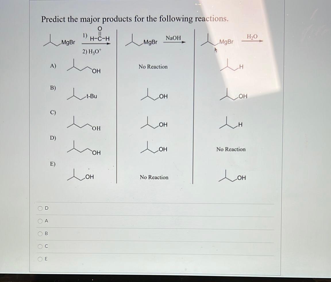 Solved Predict the major products for the following | Chegg.com