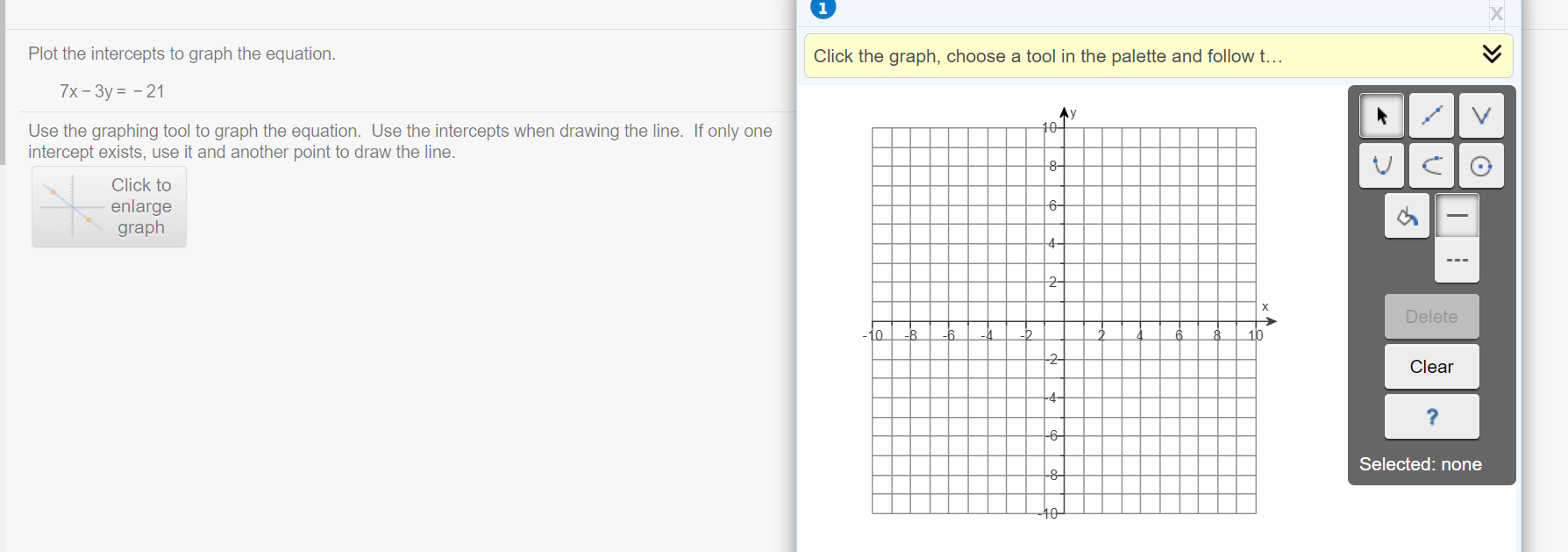 Solved 1 « x Plot the intercepts to graph the equation. | Chegg.com