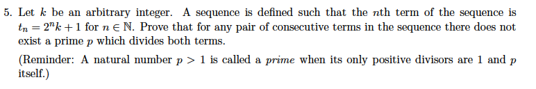 Solved 5. Let k be an arbitrary integer. A sequence is | Chegg.com