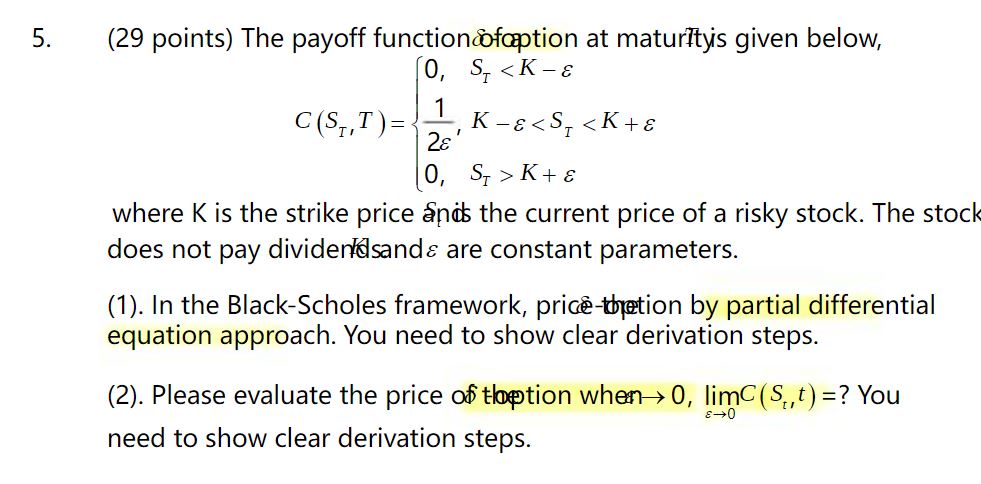 Solved (29 points) The payoff function ofoption at | Chegg.com