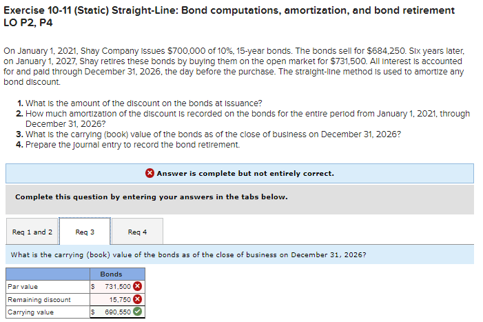 Solved Exercise 10-11 (Static) Straight-Line: Bond | Chegg.com