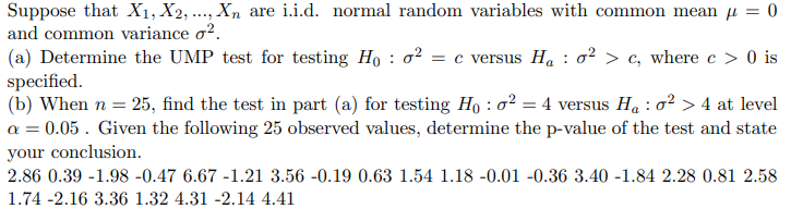 Solved Suppose that X1, X2, ..., Xn are i.i.d. normal random | Chegg.com