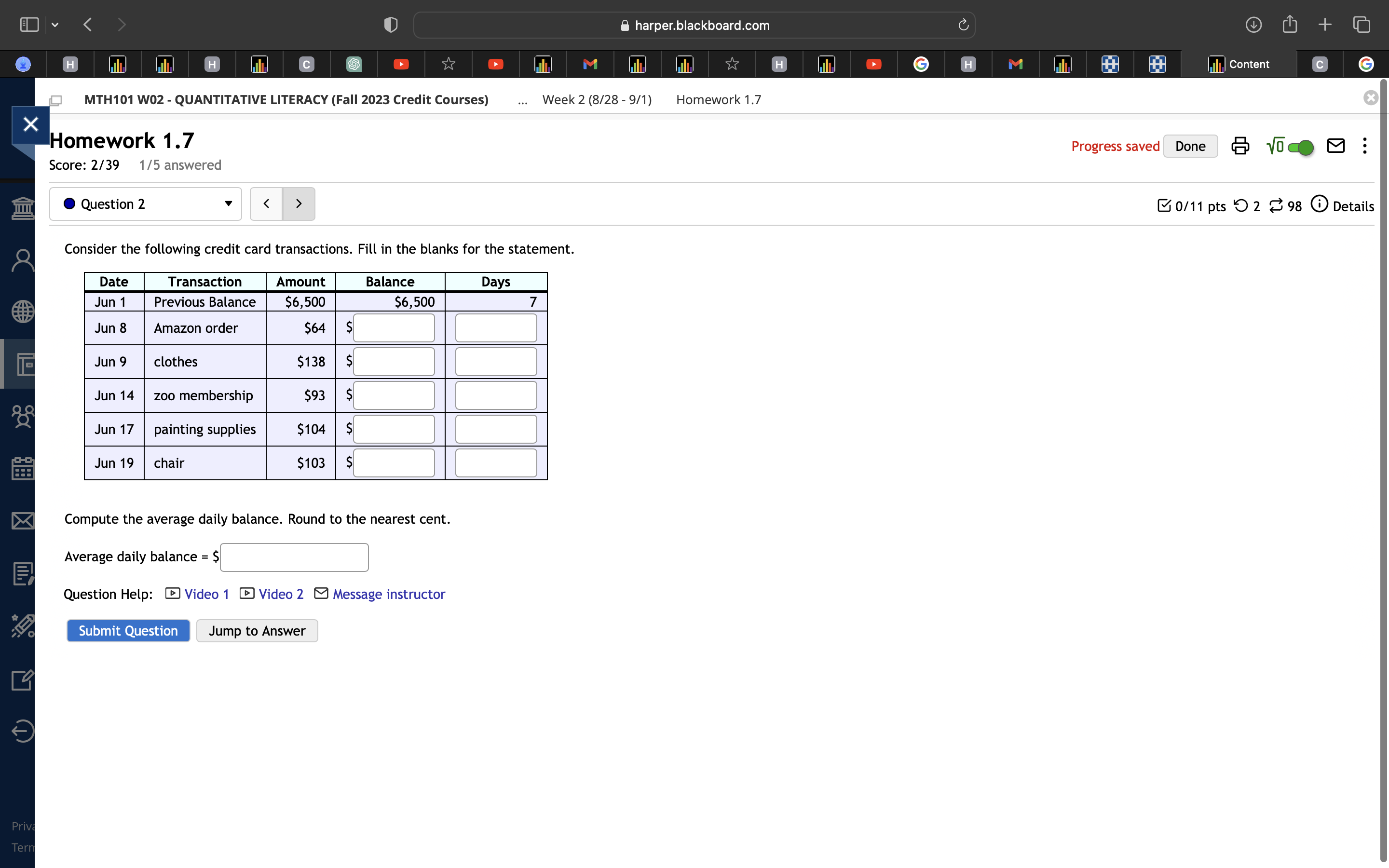 Solved Consider the following credit card transactions. Fill | Chegg.com