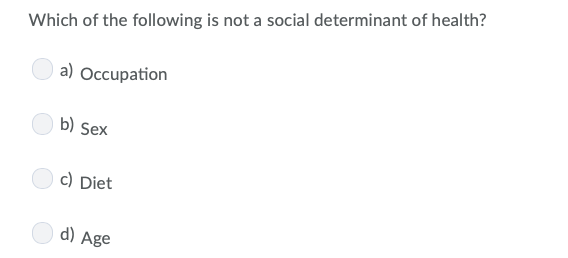 Solved Which Of The Following Is Not A Social Determinant Of