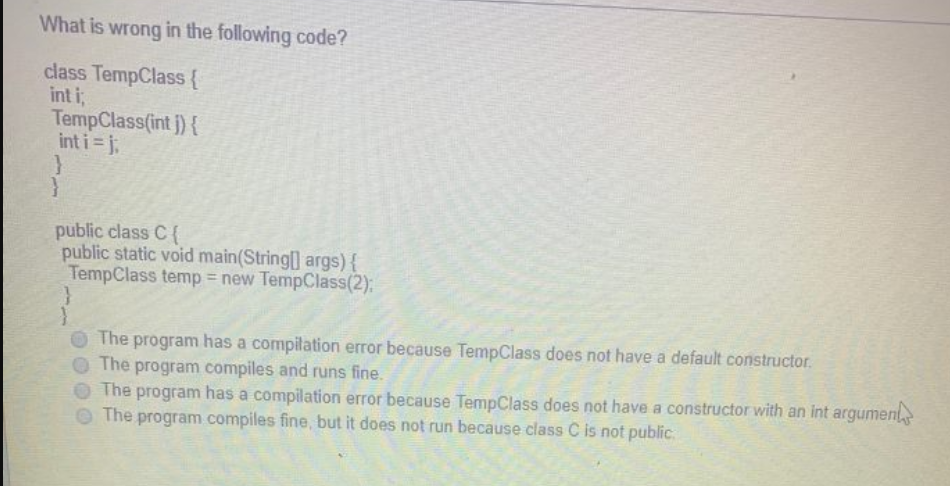 Solved What is wrong in the following code? class TempClass | Chegg.com