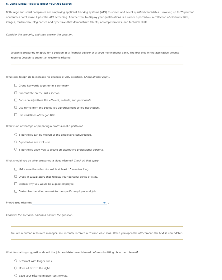 Solved 6. Using Digital Tools to Boost Your Job Search Both | Chegg.com