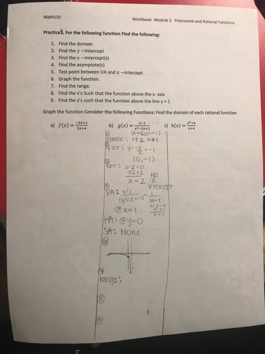 Solved Math110 Workbook Module 2. Polynomial and Rational | Chegg.com