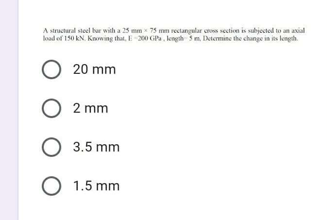 Solved A structural steel bar with a 25 min x 75 mm | Chegg.com