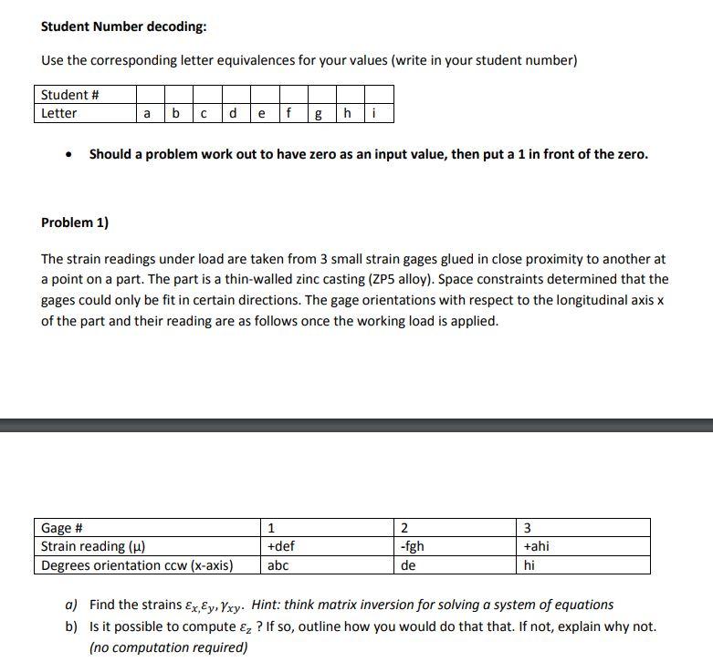 Solved Student Number decoding: Use the corresponding letter | Chegg.com