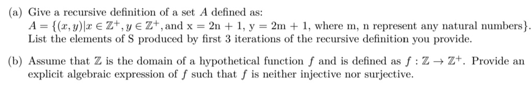 Solved (a) Give a recursive definition of a set A defined | Chegg.com