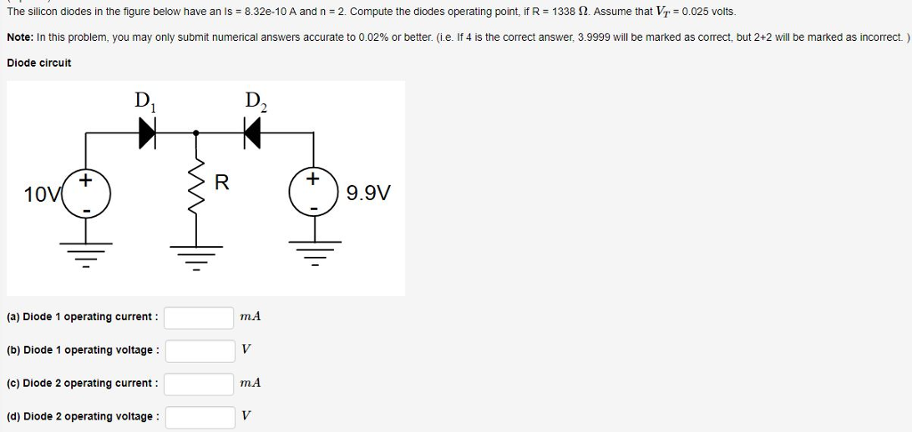 Solved The silicon diodes in the figure below have an Is | Chegg.com