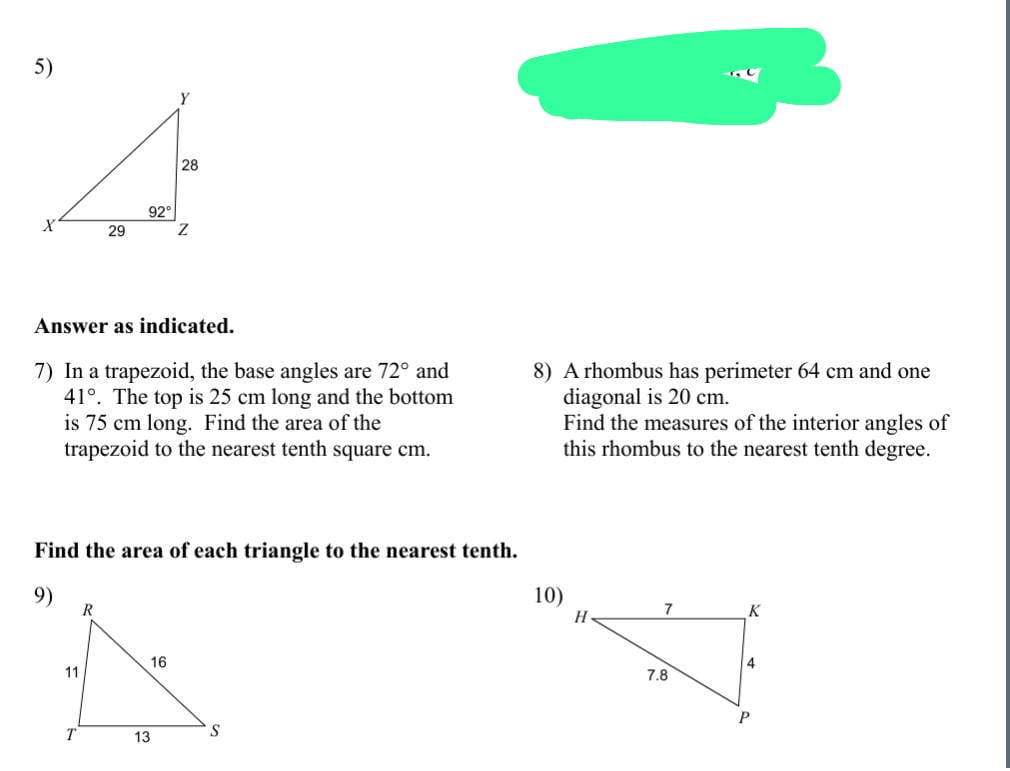 Solved Answer as indicated.In a trapezoid, the base angles | Chegg.com