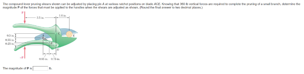 Solved The compound-lever pruning shears shown can be | Chegg.com