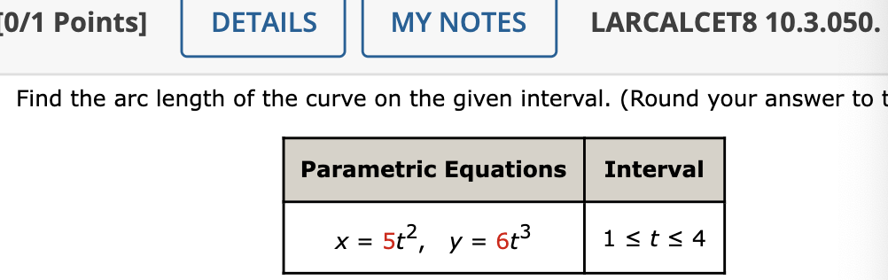 Solved Find the arc length of the curve on the given | Chegg.com