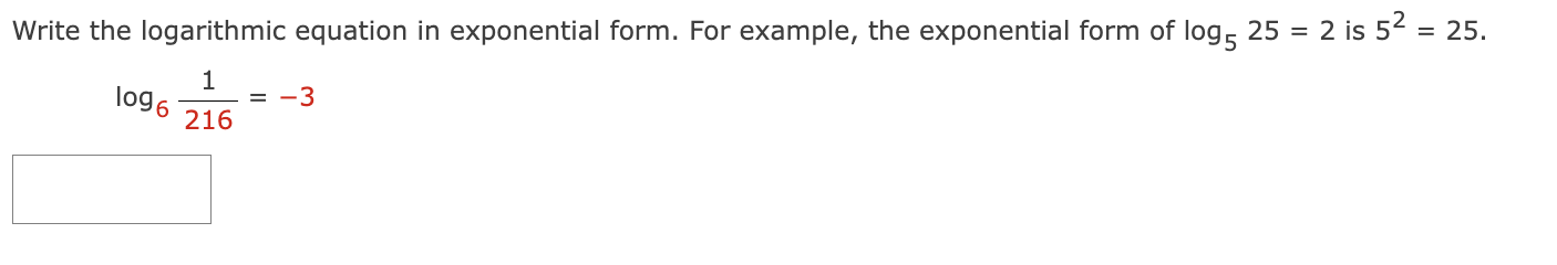 Solved Write the logarithmic equation in exponential form. | Chegg.com
