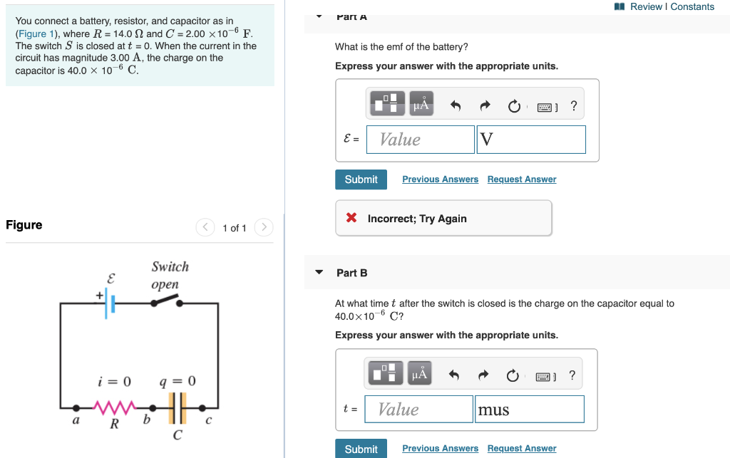 Solved A Review | Constants Part A You connect a battery, | Chegg.com