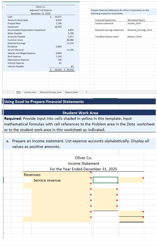 Solved Using Excel to Prepare Financial StatementsStudent | Chegg.com