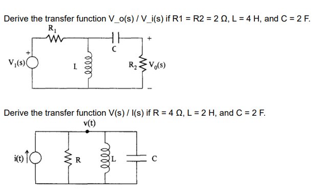 Solved Derive the transfer function V−o(s)/V_i(s) if | Chegg.com