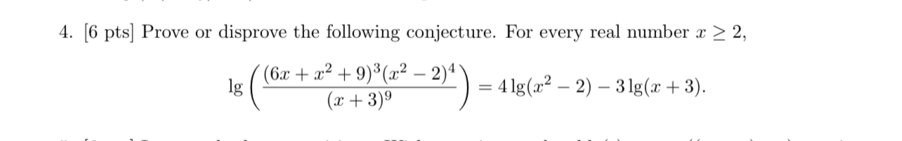 Solved [6 pts] Prove or disprove the following conjecture. | Chegg.com